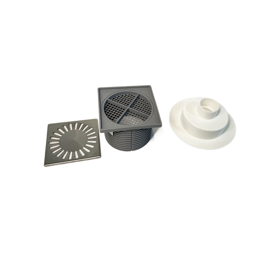 Double-body shower drain NEPTUN 420 XL 12.2x12.2 cm, vertical, dry ...