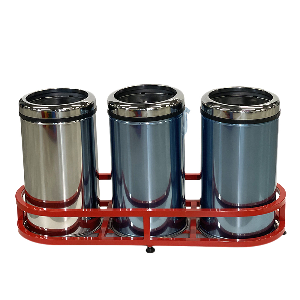 Waste bins 3 in 1, stainless steel, without lid with pressure ring ...