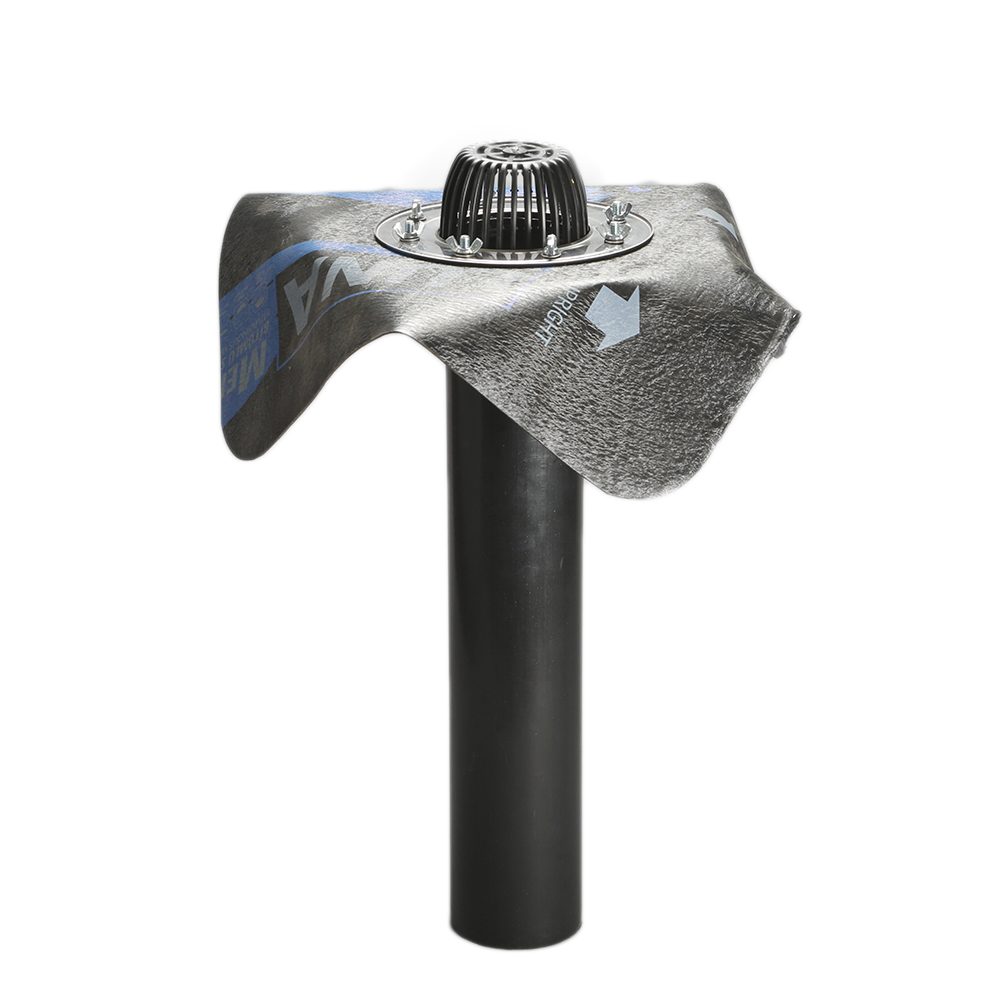 PVC roof funnel 110x600 mm, stainless steel flange, bituminous apron ...