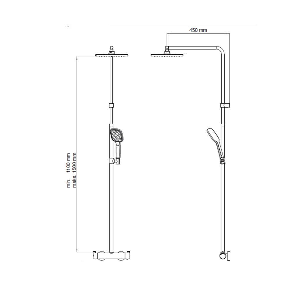Devon Square thermostatic shower system Sanpreis — Buy